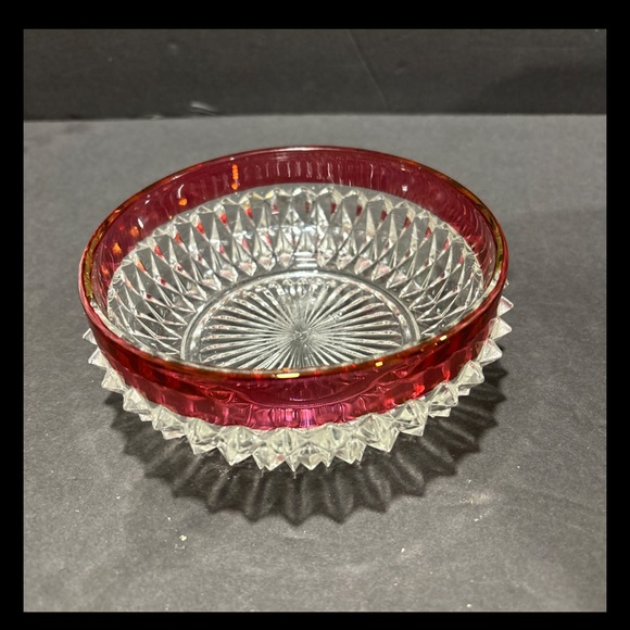 Indian Glass | Dining | Vtg Indian Glass Diamond Point Ruby Red Flash ...